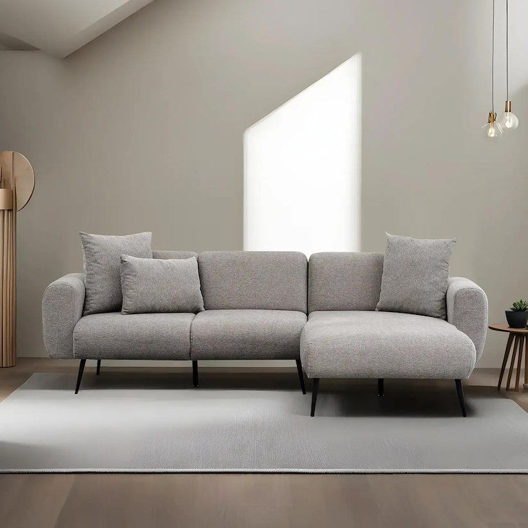 Atelier del Sofa Ugaona garnitura Side 252x77x82cm Svetlosiva