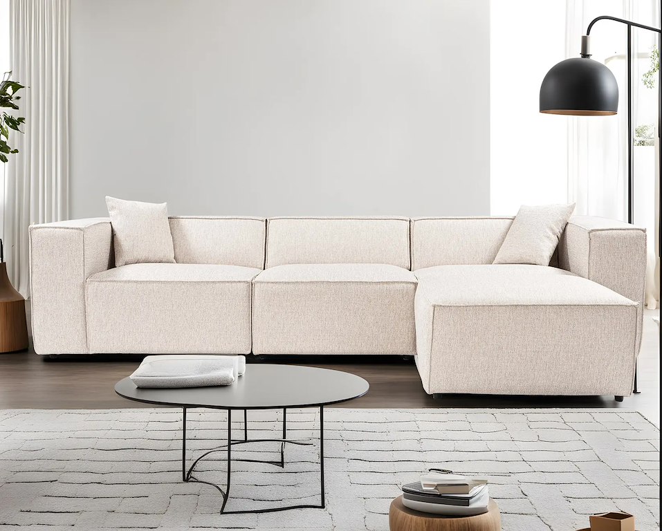 Atelier del Sofa Ugaona garnitura Lora 193x65x303cm Svetlobraon
