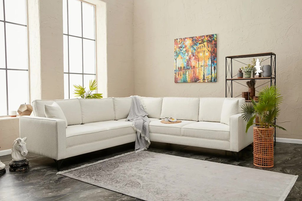 Atelier del Sofa Ugaona garnitura Berlin 258x83x91cm Krem-Crna