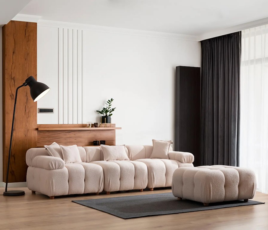 Atelier del Sofa Ugaona garnitura Bellini 270x75x90cm Krem