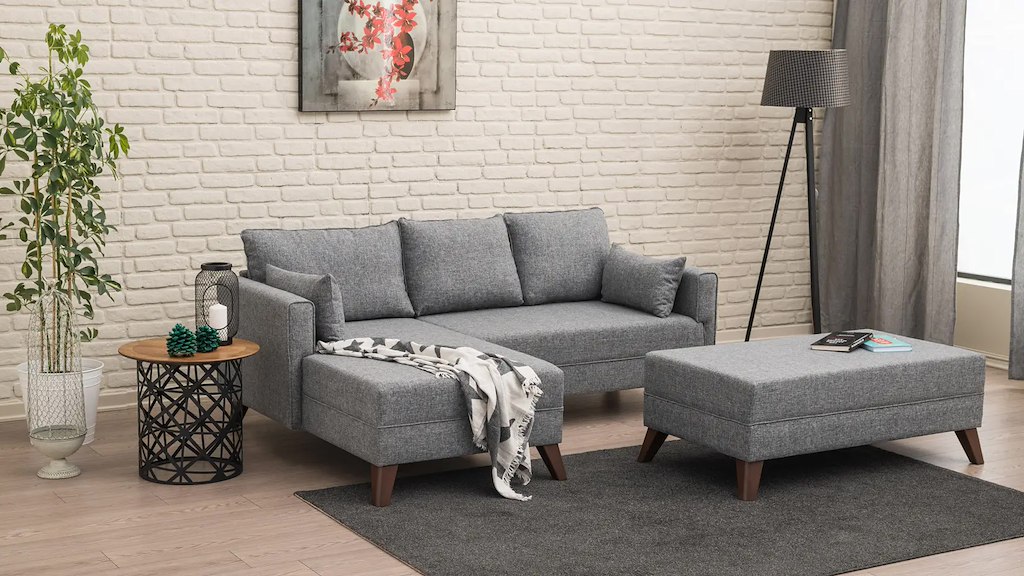 Atelier del Sofa Ugaona garnitura Bella 205x85x140cm Siva