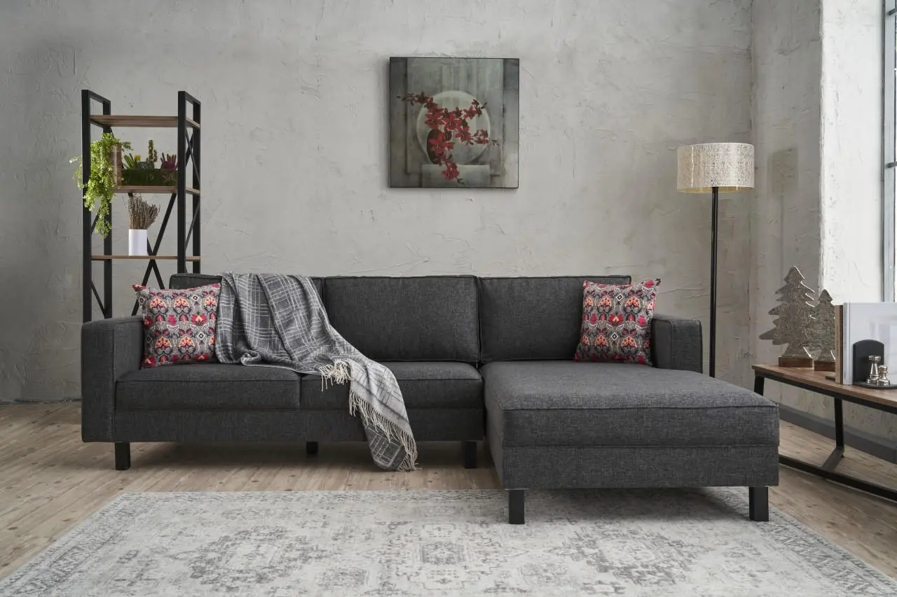 Atelier del Sofa Ugaona garnitura Kale Linen 258x83x181cm Antracit