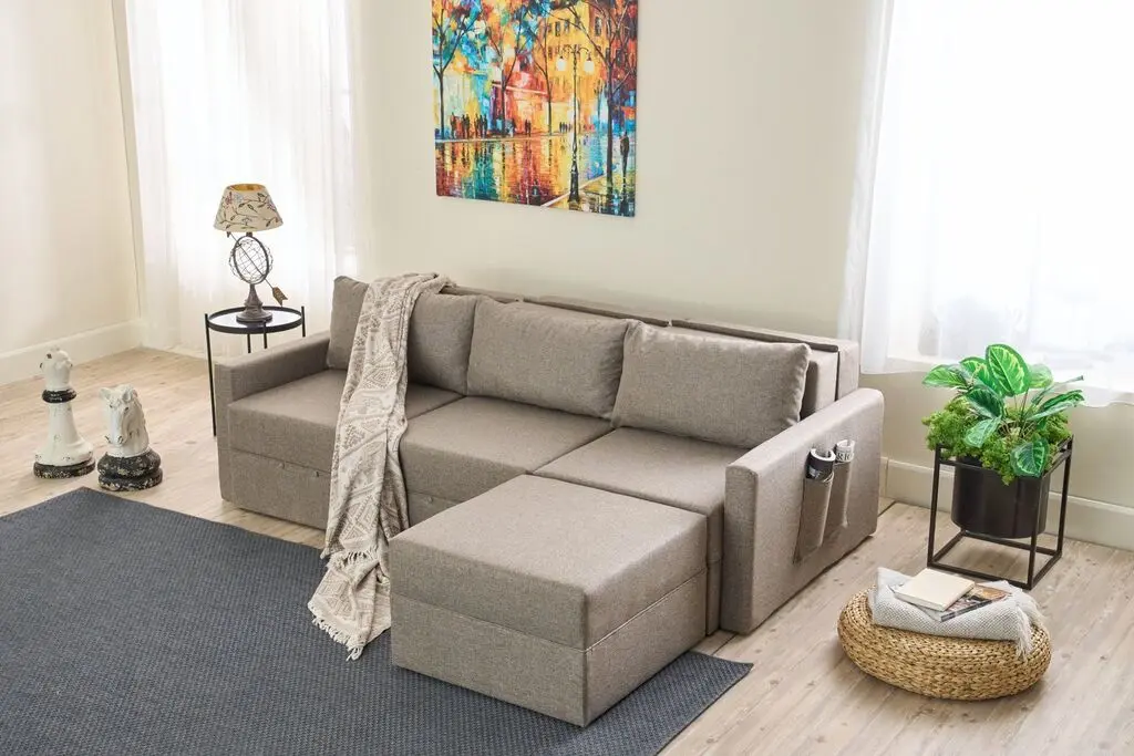 Atelier del Sofa Ugaona garnitura na razvlačenje Saros, 230x72x110 cm, Smeđe boje