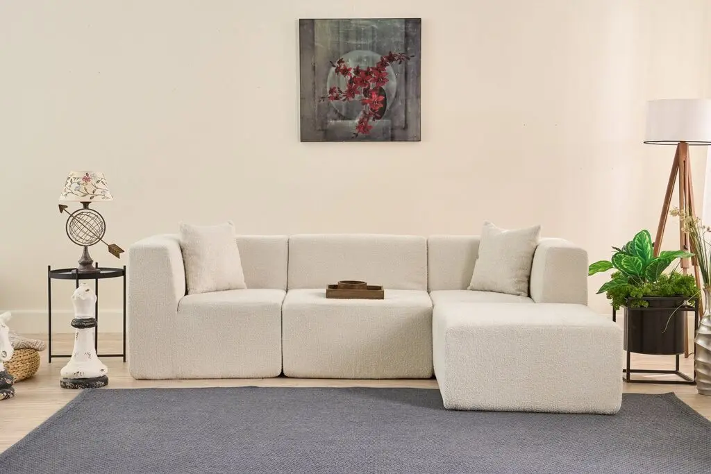 Atelier del Sofa Ugaona garnitura Raks, 245x70x85 cm, Krem