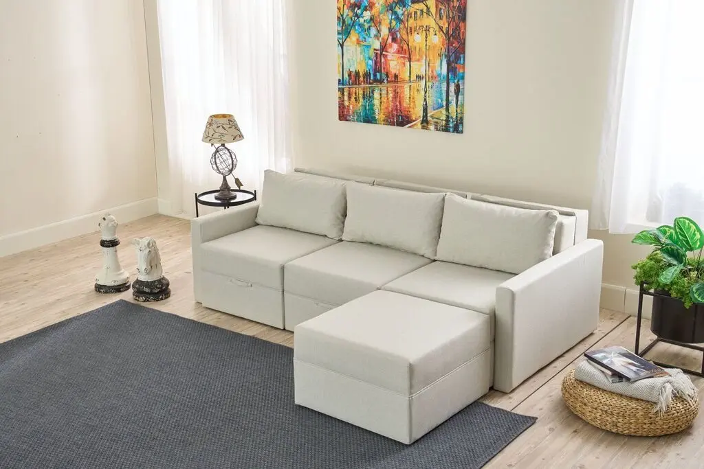 Atelier del Sofa Ugaona garnitura na razvlačenje Saros, 230x72x110 cm, Bež