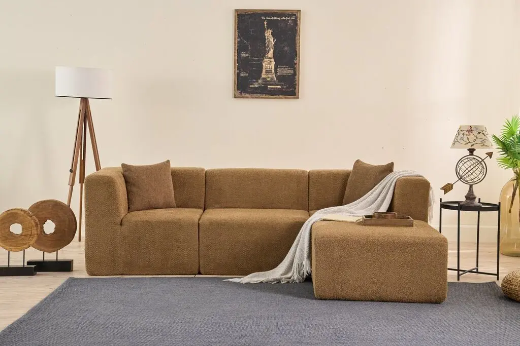 Atelier del Sofa Ugaona garnitura Raks, 245x70x85 cm, Smeđe boje