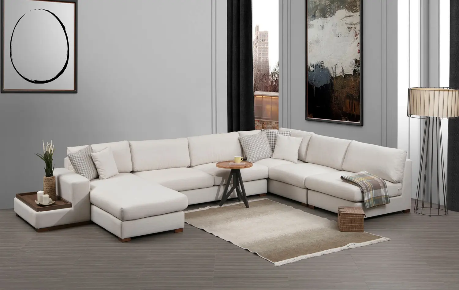 Atelier del Sofa Ugaona garnitura Loop 10 95x85x272cm Bela