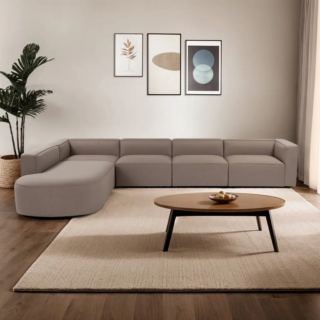 Atelier del Sofa Ugaona garnitura Mora X-Oval-L1-O1-O1-R1, 320x235x69 cm, Smeđa