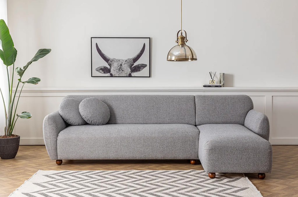 Atelier del Sofa Ugaona garnitura Eddy 273x162cm, Svetlosiva