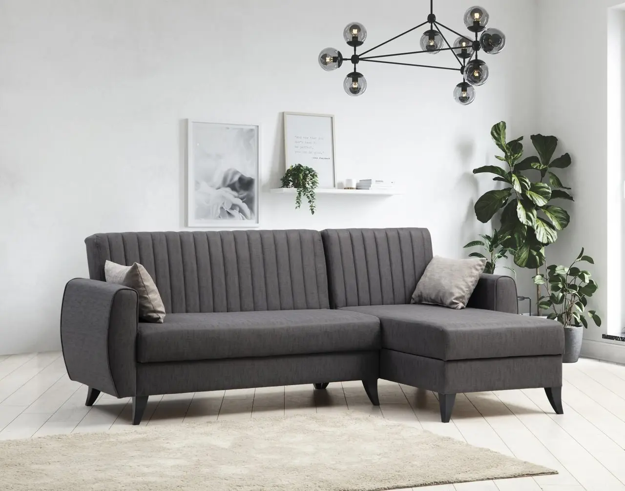 Atelier del Sofa Ugaona garnitura Alkon 223x86x130cm Tamnosiva