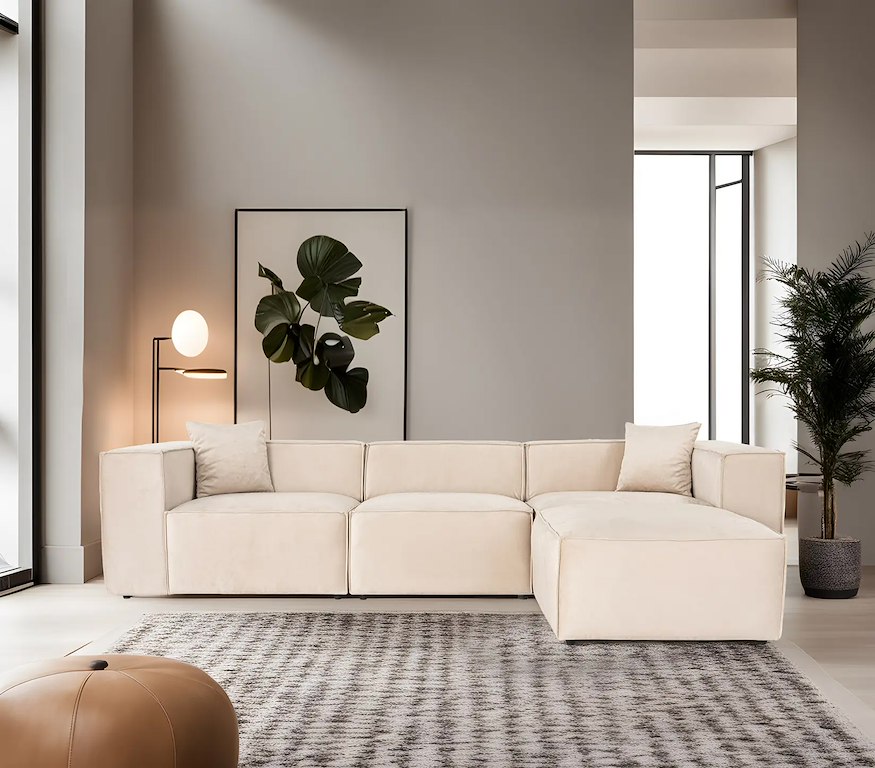 Atelier del Sofa Ugaona garnitura Lora 193x65x303cm Krem