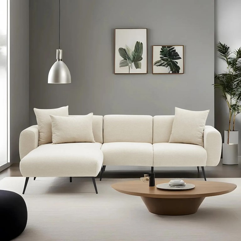 Atelier del Sofa Ugaona garnitura Side 252x77x82cm Krem