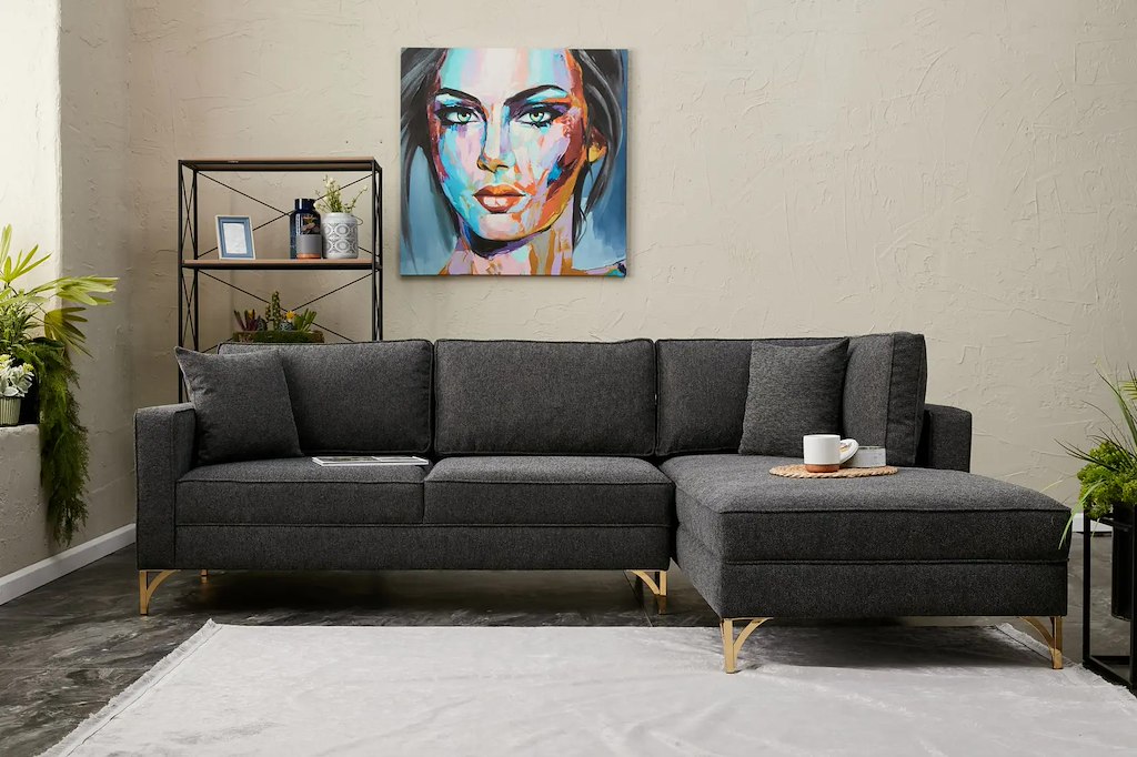 Atelier del Sofa Ugaona garnitura Berlin 258x83x181cm Antracit-Zlatna