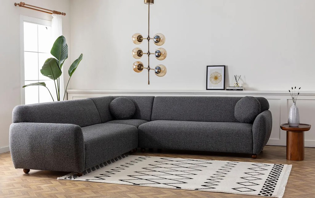 Atelier del Sofa Ugaona garnitura Eddy 280x280cm, Tamnosiva