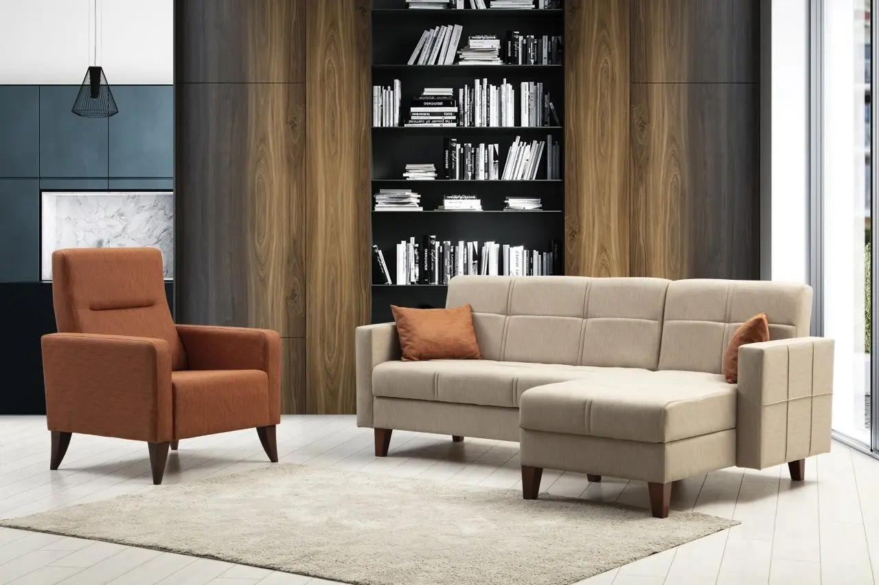 Atelier del Sofa Set Ugaona garnitura i fotelja Polya L Bež