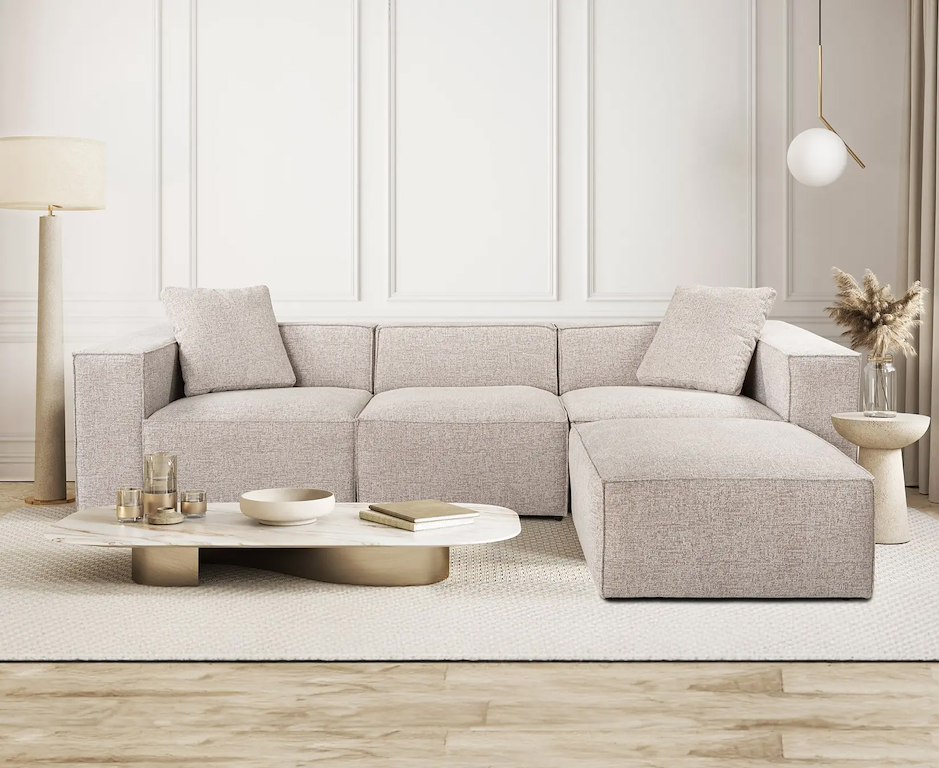 Atelier del Sofa Ugaona garnitura Lora 193x65x303cm Siva