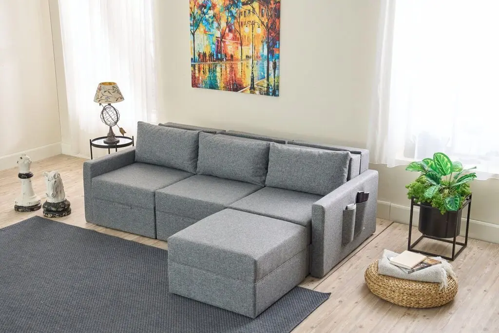Atelier del Sofa Ugaona garnitura na razvlačenje Saros, 230x72x110 cm, Siva