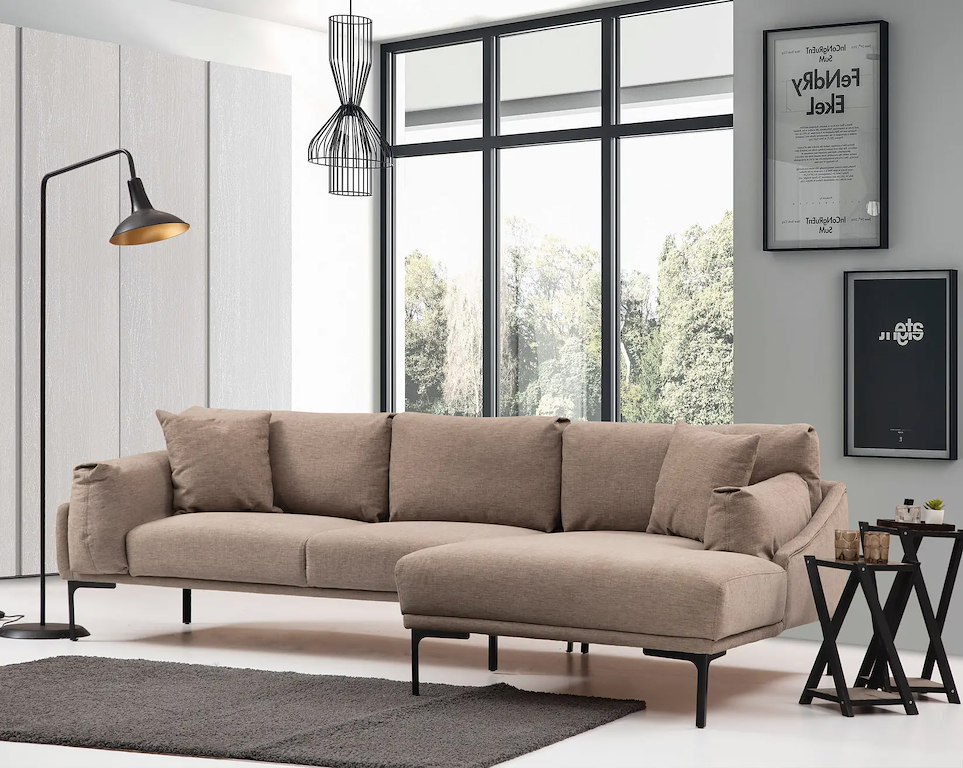 Atelier del Sofa Ugaona garnitura Leo 90x65x255cm Siva