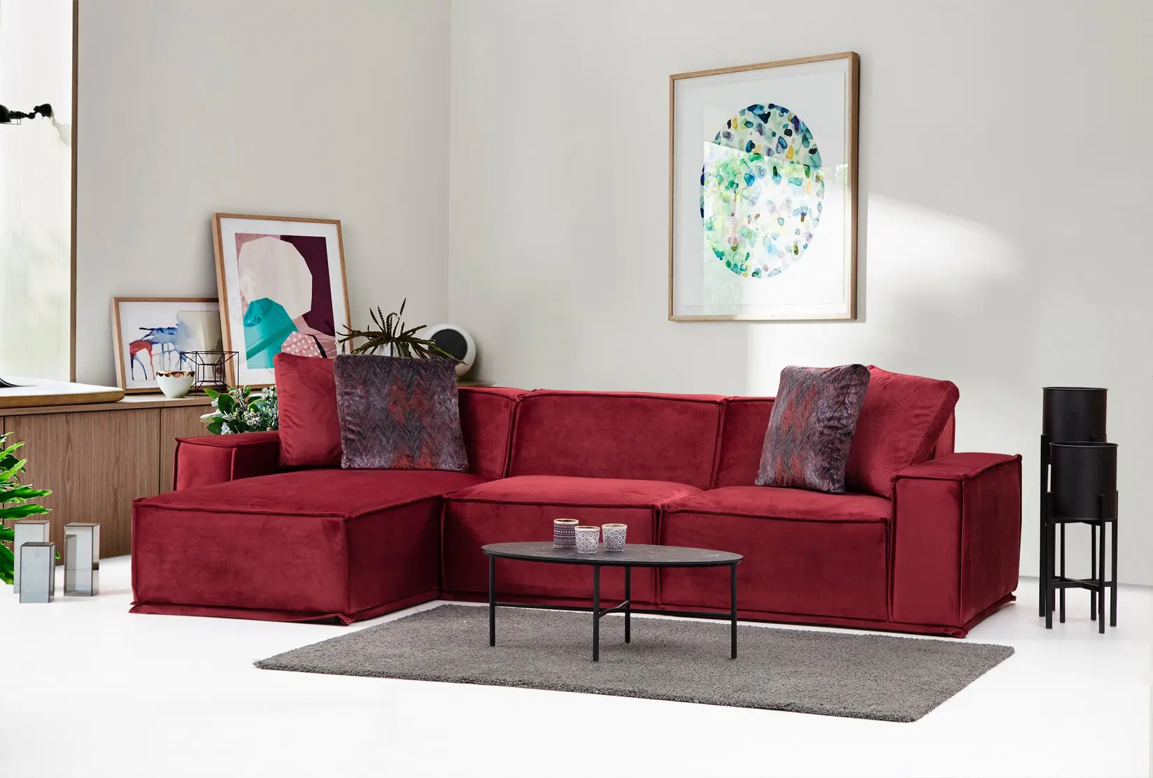 Atelier del Sofa Ugaona garnitura 100x76x170cm Crvena