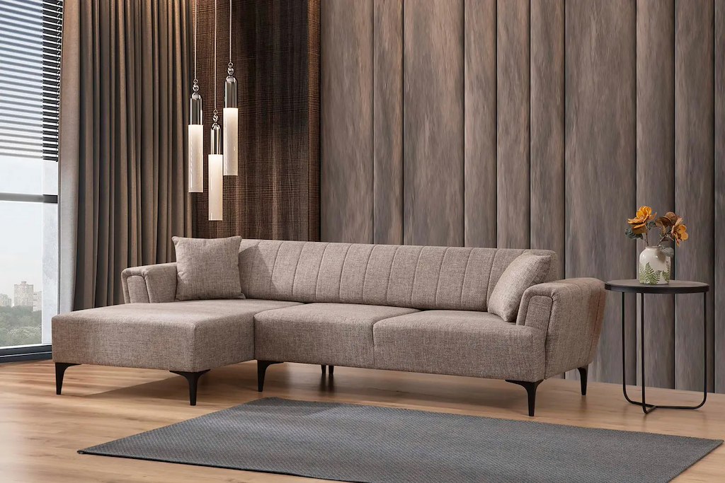Atelier del Sofa Ugaona garnitura Hamlet 95x43x230cm Svetlobraon