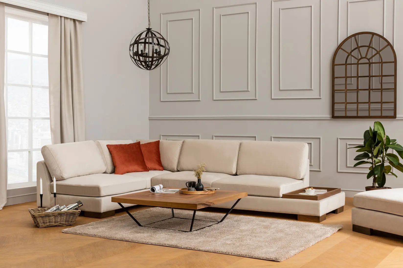 Atelier del Sofa Ugaona garnitura Tulip 97x80x193cm Bež
