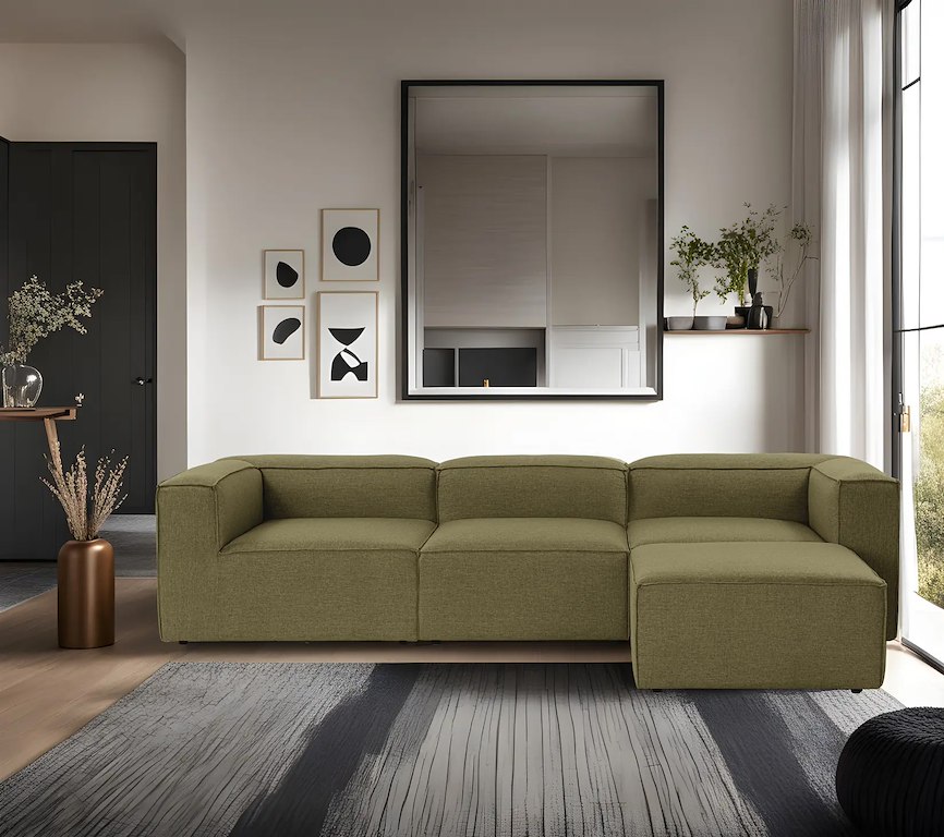 Atelier del Sofa Ugaona garnitura Fora 296x66x185cm Zelena
