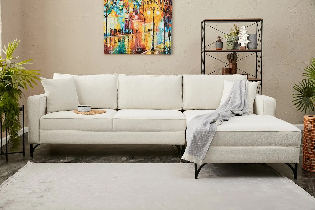 Atelier del Sofa Ugaona garnitura Berlin 258x83x181cm Krem-Crna