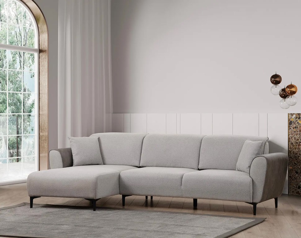 Atelier del Sofa Ugaona garnitura Aren 145x43x206cm Siva