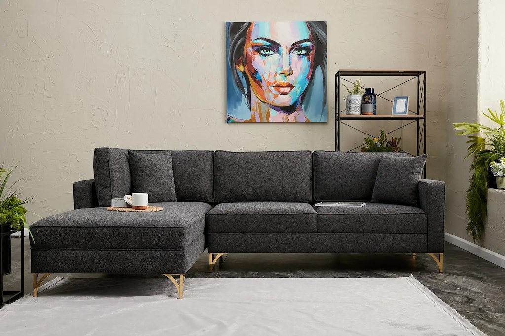 Atelier del Sofa Ugaona garnitura Berlin 258x83x181cm Antracit-Zlatna