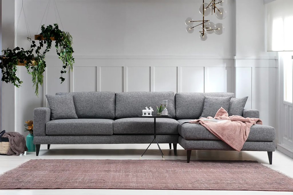 Atelier del Sofa Ugaona garnitura Nordic 90x85x303cm Tamnosiva