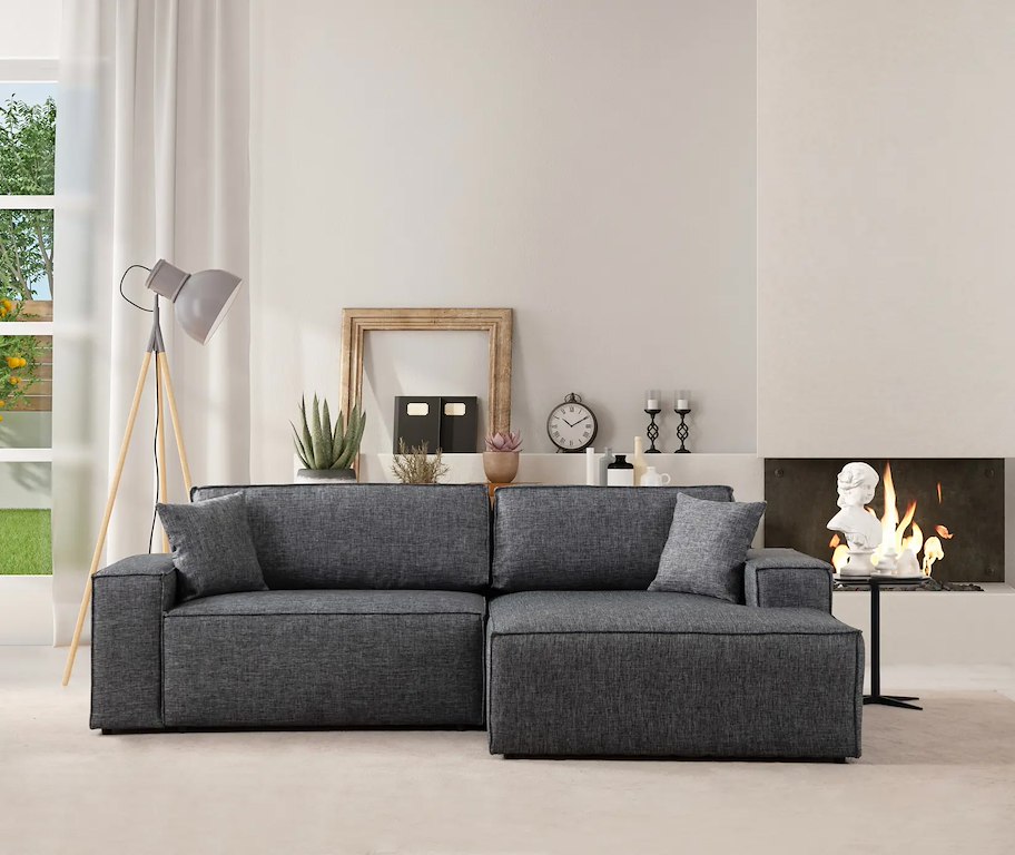 Atelier del Sofa Ugaona garnitura Pırlo 145x43x206cm Tamnosiva