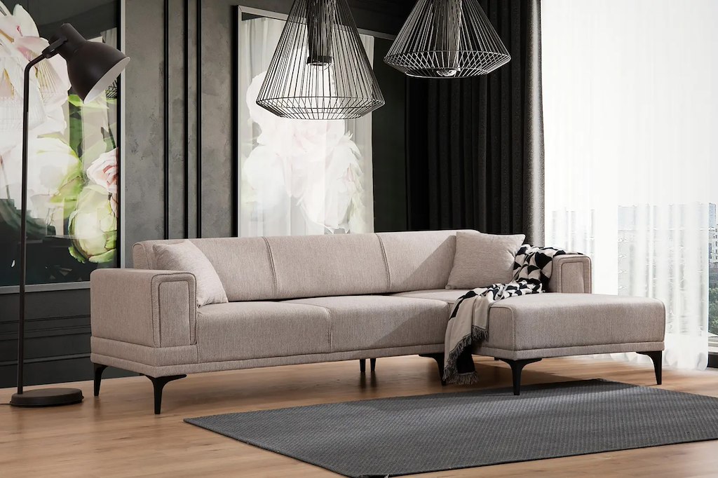 Atelier del Sofa Ugaona garnitura Horizon 85x43x207cm Svetlobraon