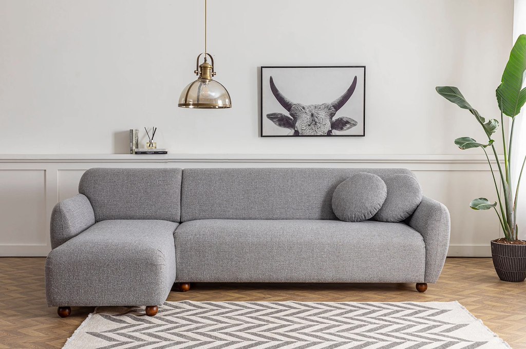 Atelier del Sofa Ugaona garnitura Eddy 162x273cm, Svetlosiva