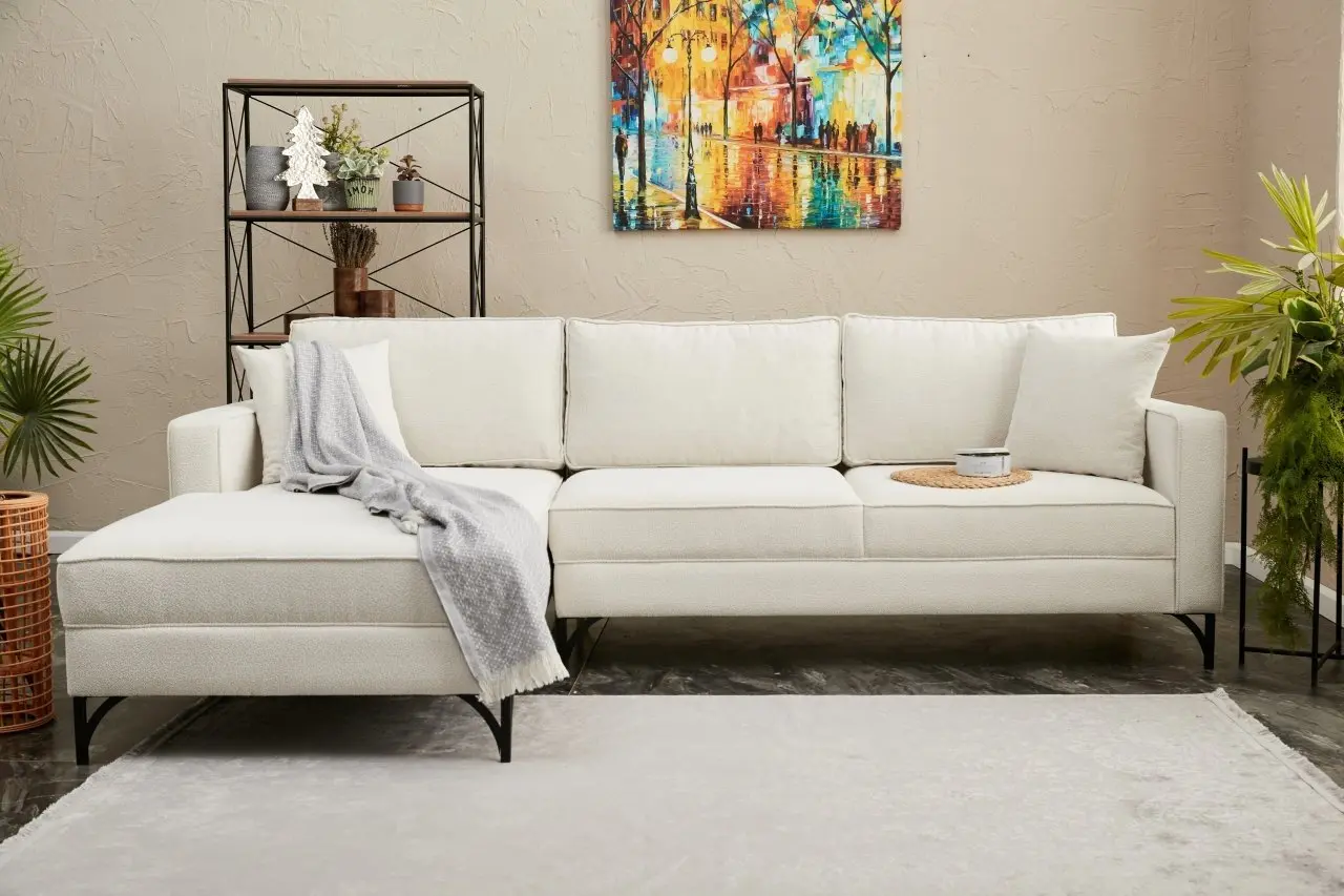 Atelier del Sofa Ugaona garnitura Berlin 258x83x181cm Krem-Crna
