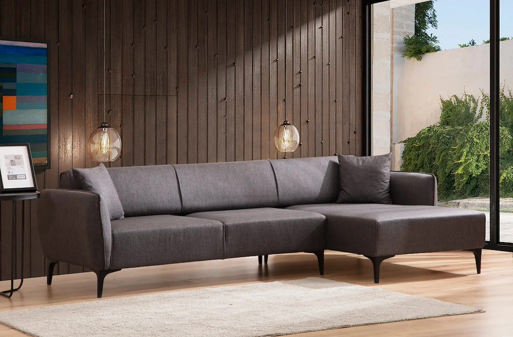 Atelier del Sofa Ugaona garnitura Belissimo 95x67x270cm Tamnosiva