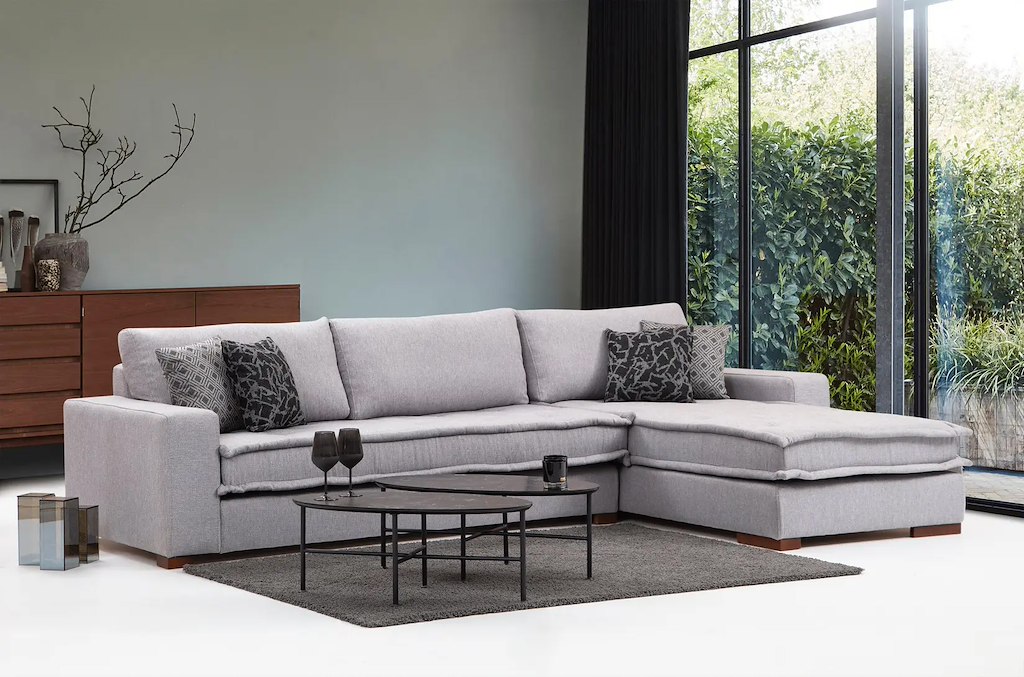 Atelier del Sofa Ugaona garnitura Lena 94x85x323cm Svetlosiva
