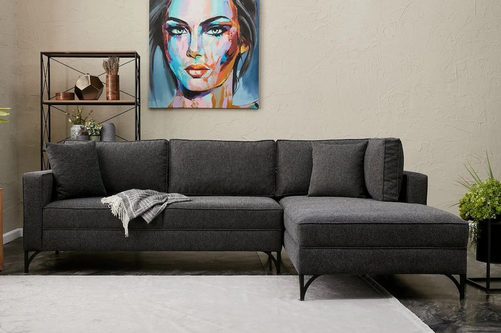 Atelier del Sofa Ugaona garnitura Berlin 258x83x181cm Crna