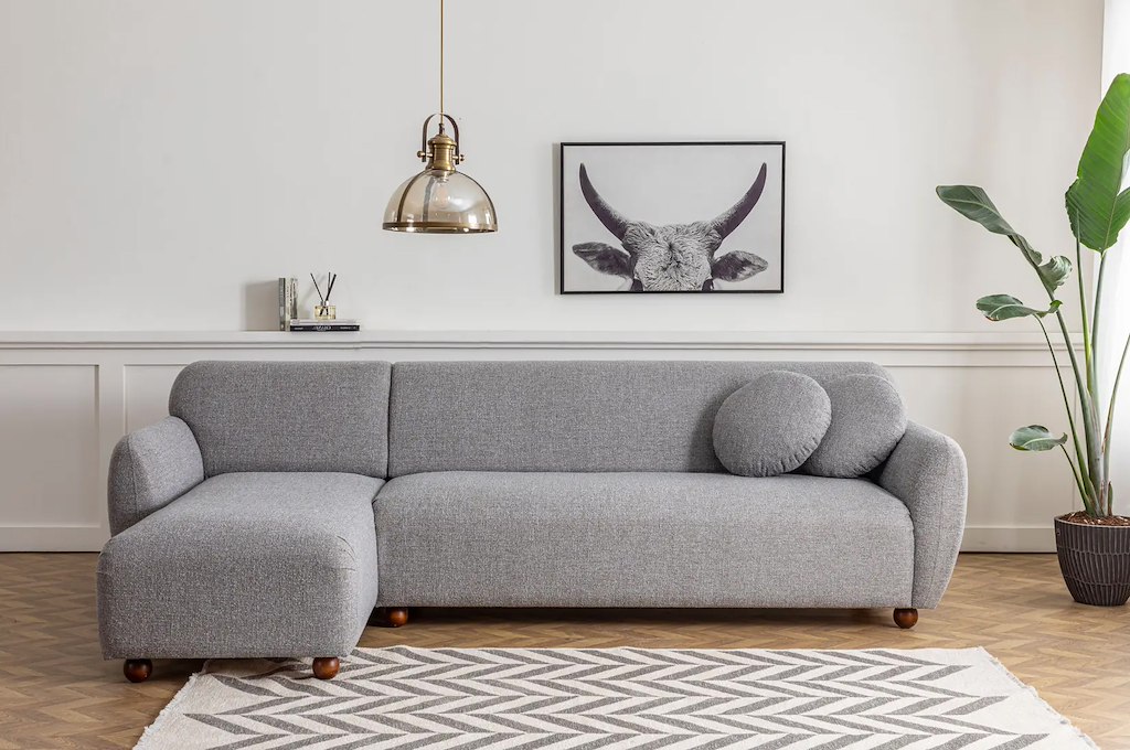 Atelier del Sofa Ugaona garnitura Eddy 162x273cm, Svetlosiva