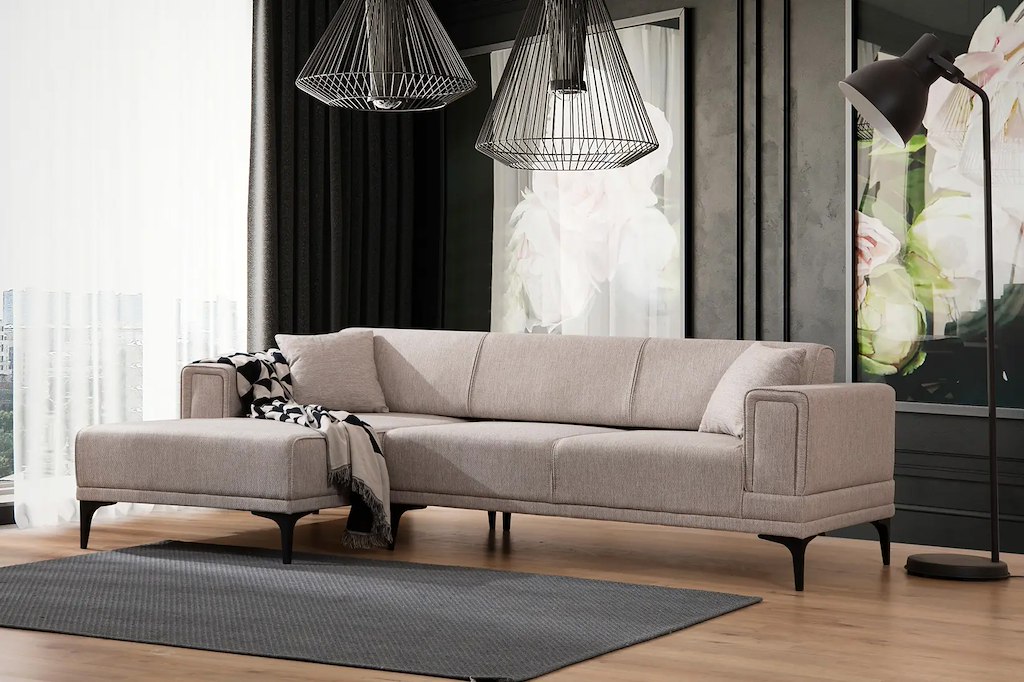 Atelier del Sofa Ugaona garnitura Horizon 85x43x207cm Svetlobraon