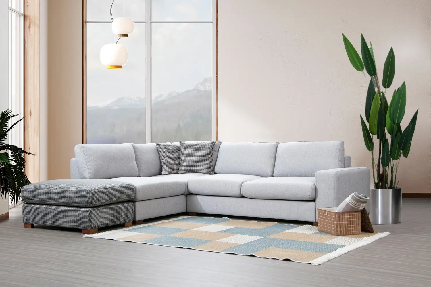 Atelier del Sofa Ugaona garnitura Loop 1 95x85x246cm Siva