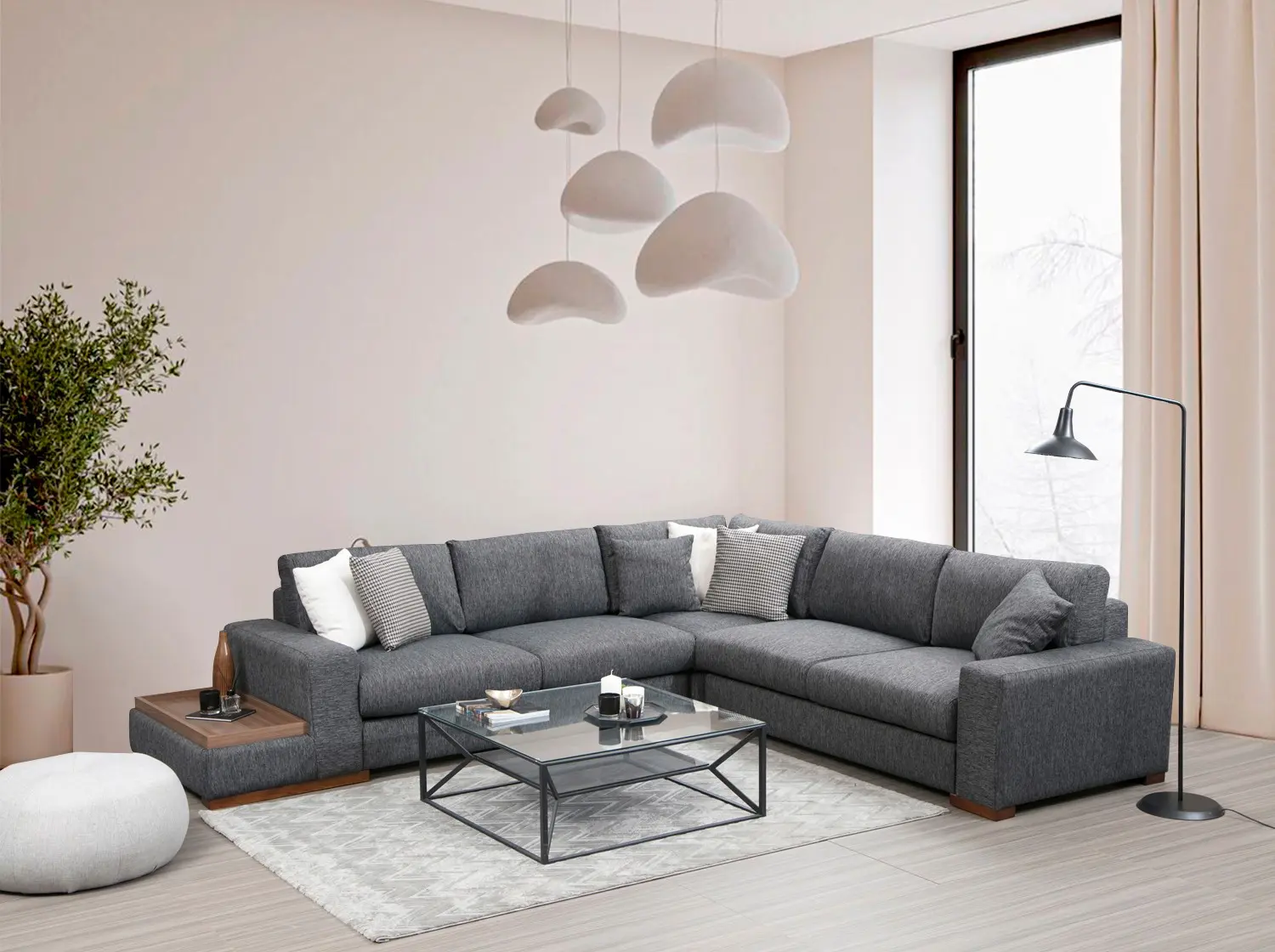 Atelier del Sofa Ugaona garnitura Loop 6 95x85x282cm Antracit