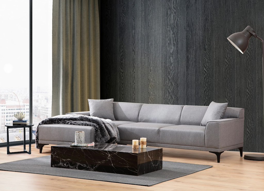 Atelier del Sofa Ugaona garnitura Petra L 145x69x87cm Svetlosiva
