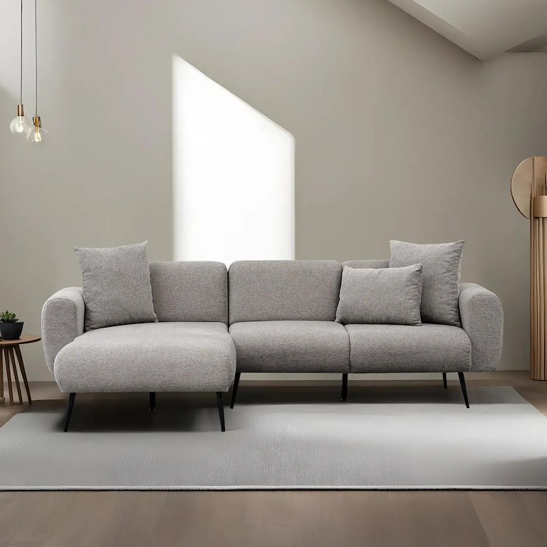Atelier del Sofa Ugaona garnitura Side 252x77x82cm Svetlosiva