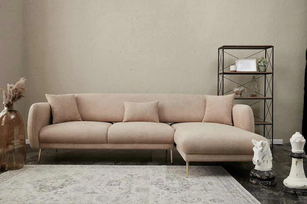 Atelier del Sofa Ugaona garnitura Simena 77x77x70cm Bež-Zlatna