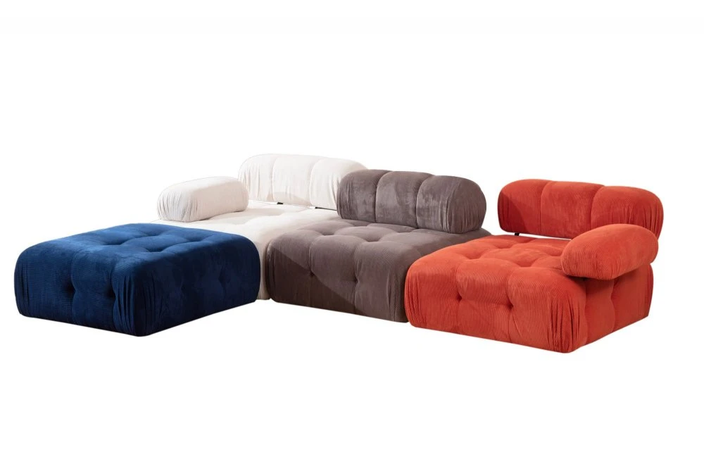 Atelier del Sofa L1 O1 1R Pouffe Doblo Ugaona garnitura, 3 Sedišta, Šarena
