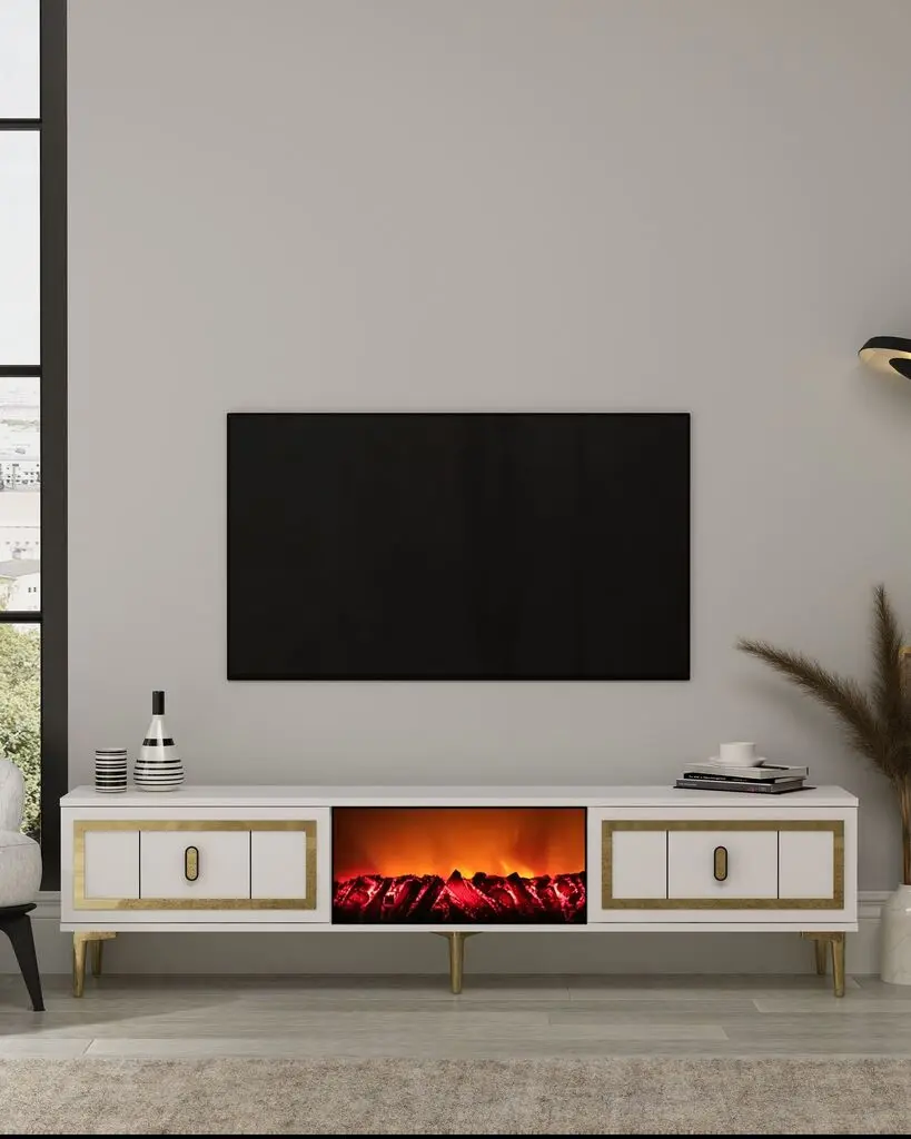 Hanah Home TV Komoda Orion Fireplace, Bela