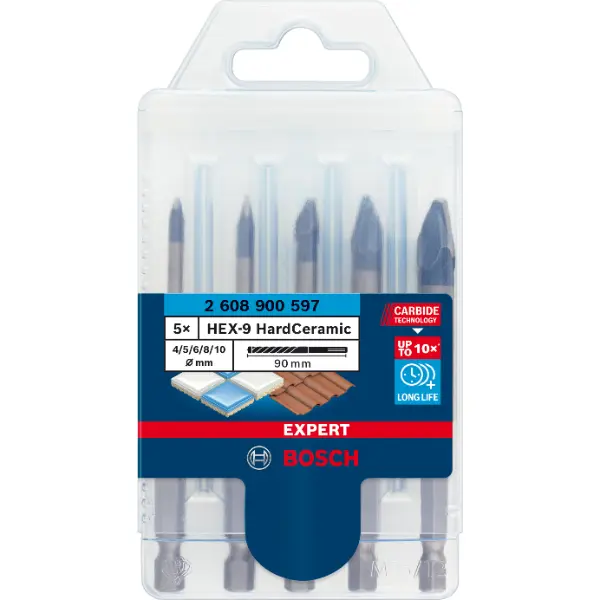 BOSCH Expert HEX-9 5-delni set burgija za tvrde pločice 4-10 mm