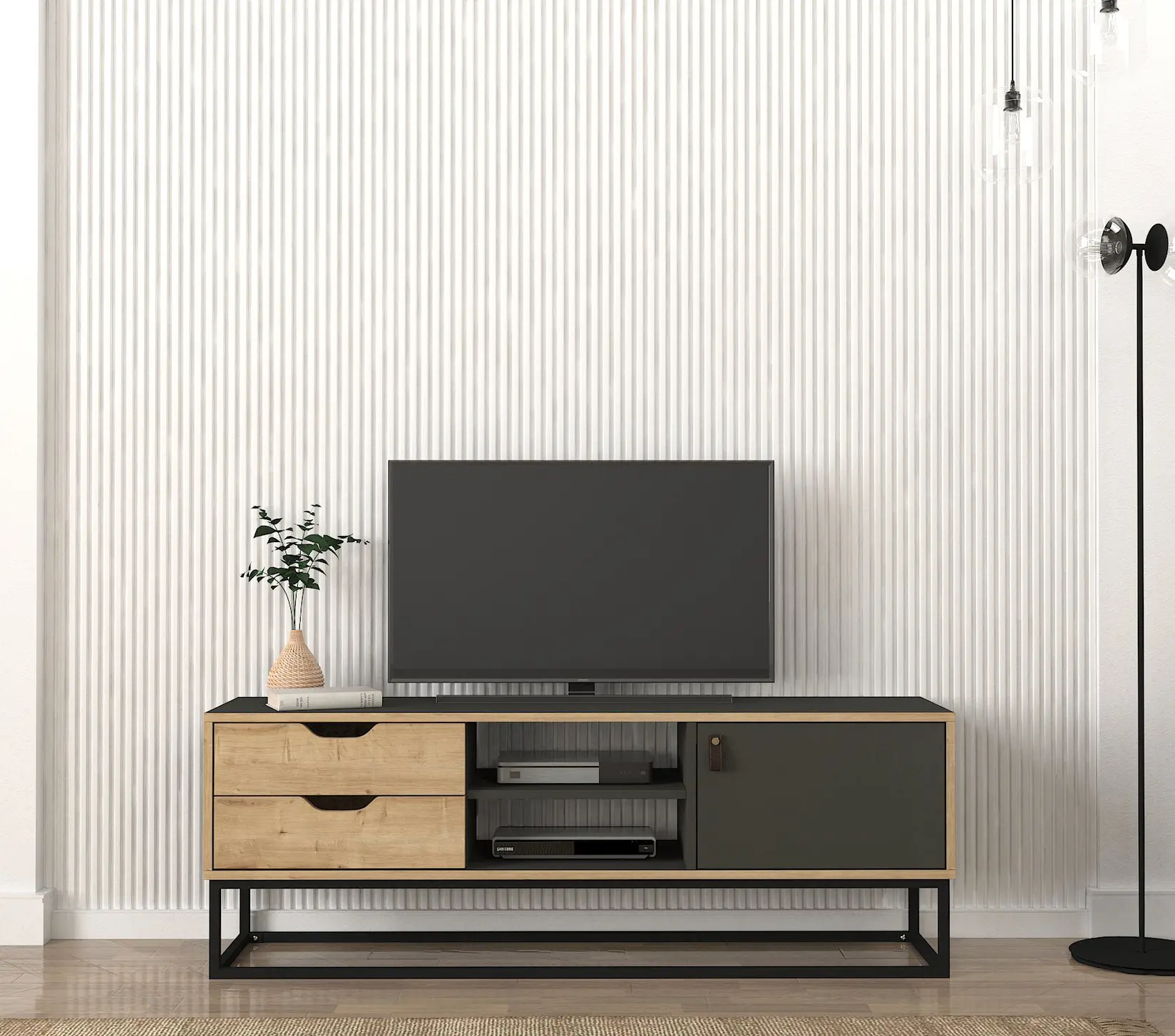 Dolores Tv komoda 150x54x35cm Antracit-hrast