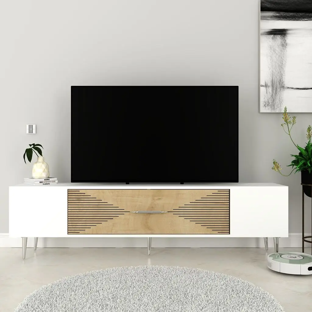 Hanah Home TV Komoda Dekol1, 150x48,2x29,6 cm, Hrast-Bela
