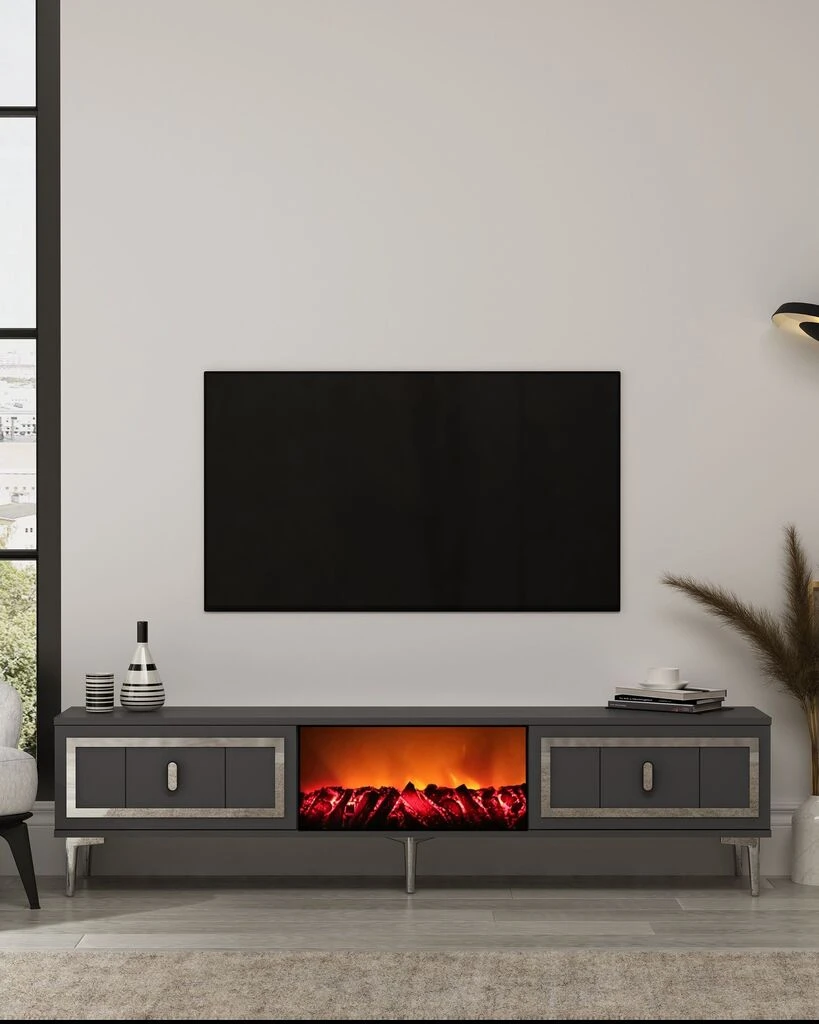Hanah Home TV Komoda Orion Fireplace, Antracit